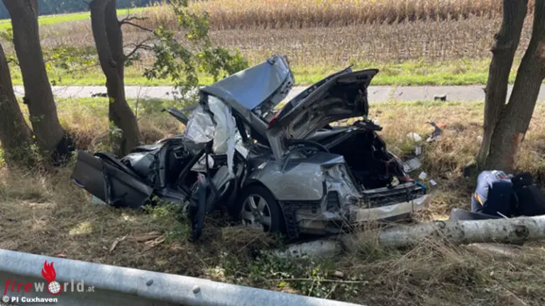 D: Beim Überholen bei Beverstedt Pkw touchiert und gegen Baum geprallt: ein Toter, eine ...