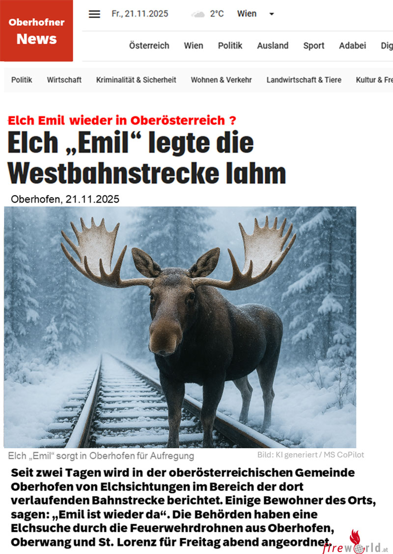 Oö: Elch „Emil" wieder in Oberösterreich? Drohnenübung im Bahnbereich ...